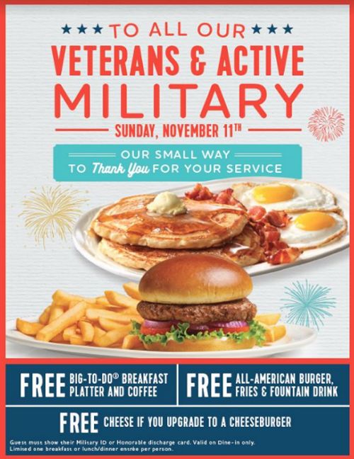 Friendly’s Celebrates Veterans Day with Free Breakfast, Lunch or Dinner ...