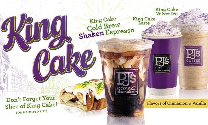 PJ’s Coffee to Offer Special King Cake-Themed Beverages for Mardi Gras ...